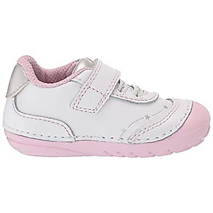 Stride Rite Girls Soft Motion Adalyn Athletic Sneaker, White/Silver, 4 Toddler