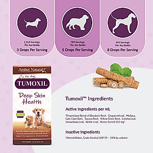 AMBER NATURALZ Tumoxil Deep Skin Health Herbal Supplement for Dogs and Puppies | Canine Herbal Supplement for Skin and Metabolism Support | 4 Fluid Ounce Glass Bottle | Manufactured in The USA