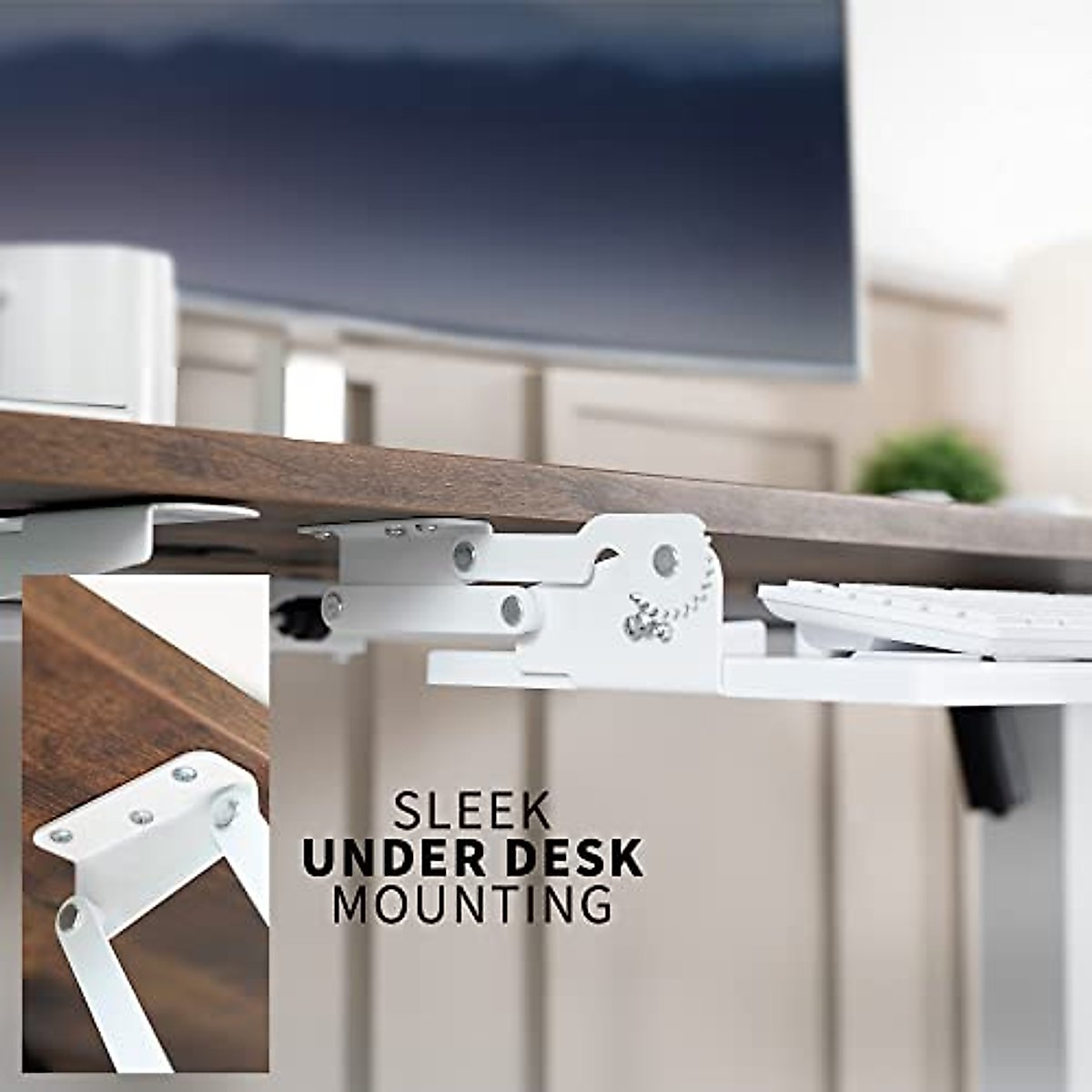 VIVO Large Under Desk 27 x 11 inch Computer Keyboard and Mouse Tray with Swinging Height Adjustment, 12 Settings, Platform Drawer for Typing, White, MOUNT-KB08SW