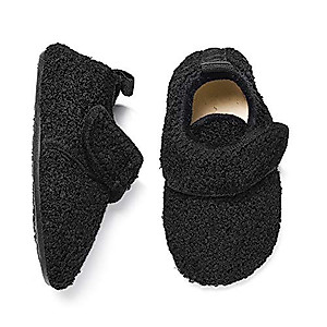 HONCAN Toddler Kids Winter Warm House Slippers Shoes Home Bedroom Indoor Outdoor Anti-Slip Rubber Sole For Baby Boys and Girls(HC22206Black25)
