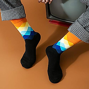 Men's Fun Dress Socks Novelty Colorful Funky Fancy Funny Patterned Crew Casual Crazy Socks for Men Father