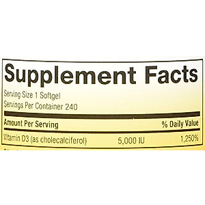 Nature's Way Vitamin D3 Max, Supports Healthy Bones and Teeth*, Supports Immune Health*, 125mcg per Serving, 240 Softgels