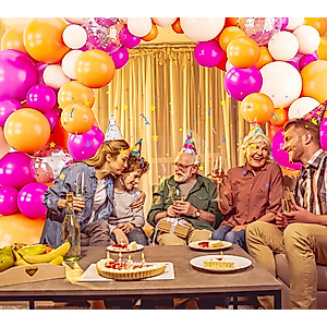 Orange Hot Pink Balloons Arch Garland Kit-148Pcs Orange Pink Balloon for Birthday Anniversary Baby Shower Engagement Wedding Retirement Party Decoration