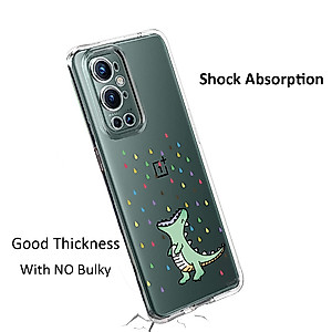 Unov Case Compatible with OnePlus 9 Pro 5G Clear with Design Soft TPU Shock Absorption Slim Embossed Pattern Protective Back Cover OnePlus 9 Pro 5G Case 6.7 inch (Rainbow Dinosaur)