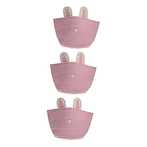 Zerodeko Bohemian Decor Boho Decor 3pcs Rope Rabbit Basket Snacks for Cute Pink Cotton Rope Home Decor Woven Basket