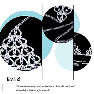 Evild Crystal Body Chain Silver Bikini Bra Chain Suit Beach Waist Belly Chain Crop Top Underwear Body Jewelry Accessories for Women