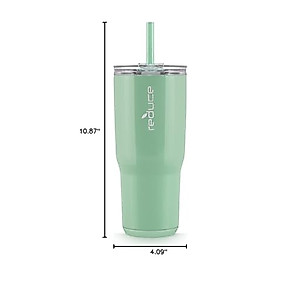 REDUCE Cold1 24 oz Tumbler with Lid and Straw - Dual-Wall Vacuum Insulated Stainless Steel Tumbler - Keeps Drinks Cold up to 24 Hours - Inner Ounce Markings to Track Hydration - OG Matcha