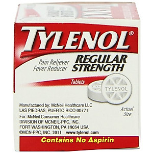 Tylenol Regular Strength Tablets, 100 Count (Pack of 2)
