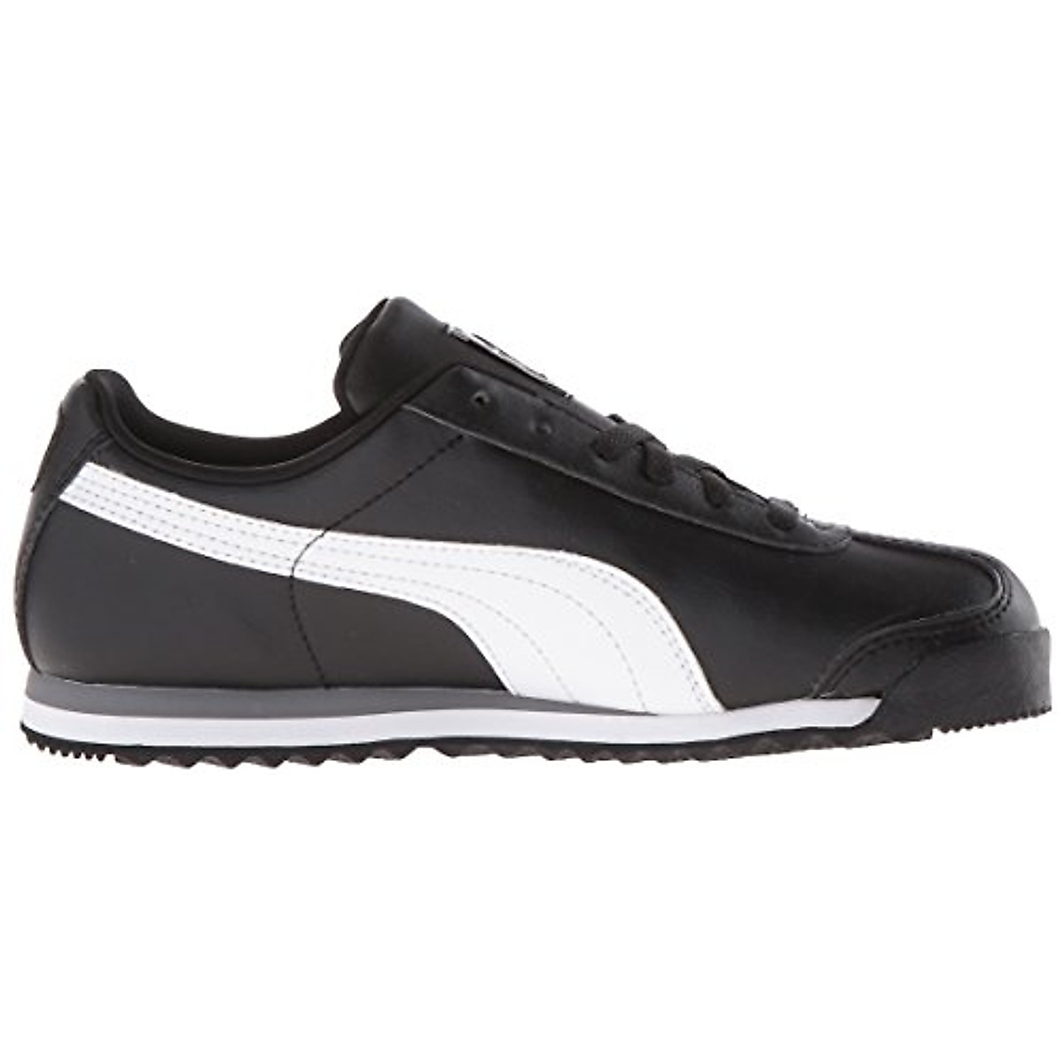 PUMA boys Roma Basic JR Sneaker, Black/White/Puma Silver, 4 M US Big Kid