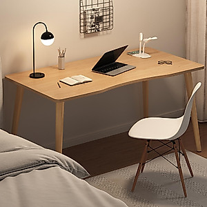 HEVIRGO Solid Wood Computer Desk Small Home Office Desk Study Table Student Writing Desks 28 Inch Rustic Style for Small Spaces, Bedroom, Offices, Dormitories Wooden Color