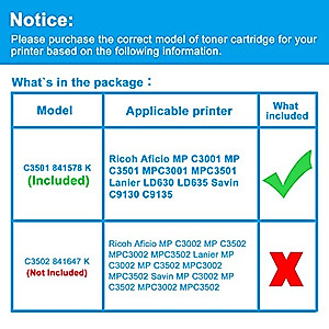 LCL Compatible Toner Cartridge Replacement for Ricoh 841578 MP C3001 MPC3001 MP C3501 MPC3501 LD630 LD635 C9130 C9135 Aficio MP C3001 (1-Pack Black)