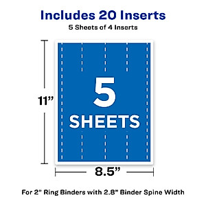 Avery Binder Spine Inserts, for 2 Inch Ring Binders with 2.8" Spine Width, 20 Cardstock View Binder Spine ID Inserts (89107)