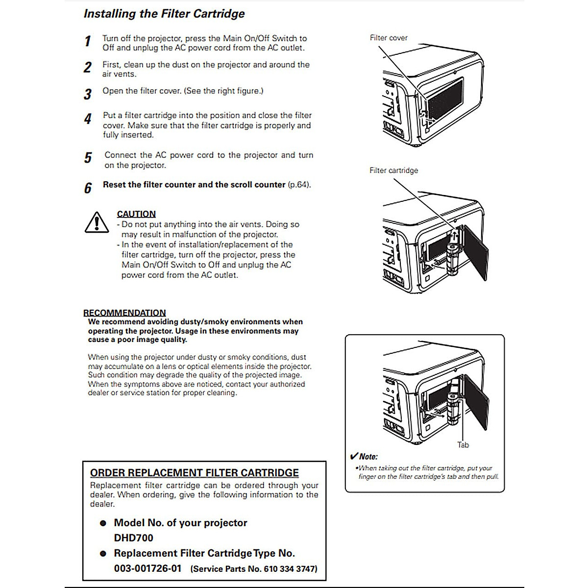 AWO ET-SFYL131 / POA-FIL-131/610-334-3747/003-001726-01 Replacement Air Dust Filter Cartridge for Christie DHD700,DS+750,LX650,LX700,Vivid LX650 Projectors