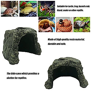 Tfwadmx Reptile Rock Hide Cave, Small Aquarium Habitat Decor Rock Tortoise Hideout for Lizards, Turtles, Reptiles, Amphibians, Fish