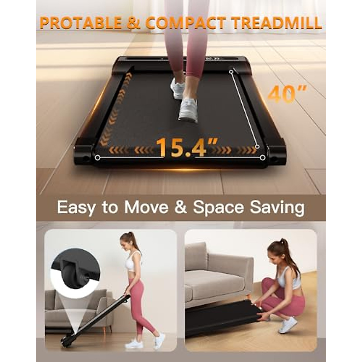 Walking Pad Treadmill Under Desk,Walking Pad with Incline for Office Home,265 lbs Capacity Portable Mini Treadmill, 2.5HP 2 in 1 Walking Jogging with Remote Control, LED Display