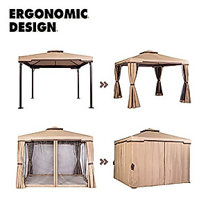 SOLAURA Patio Gazebo 10 x 10 FT for Garden, Outdoor Gazebo and Waterproof Canopy Tent with Mosquito Netting and Ventilate