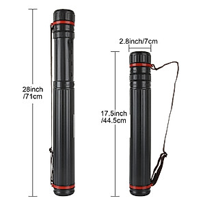 3 Pack Extendable Poster Tubes, Telescoping Art Tube, Water-Resistant Storage Tube for Documents Blueprints Artwork - Hard Plastic Black, 18 Inches to 27.5 inches with 2.75 Inch Opening