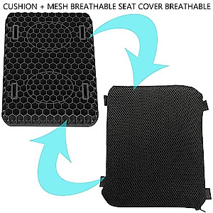 CvYamku Motorcycle Gel Seat Cushion, Motorcycle Seat Pad, 3D Honeycomb Structure Seat Cushion with Mesh Seat Cover,Breathable Shock Absorption Cushion for Long Rides