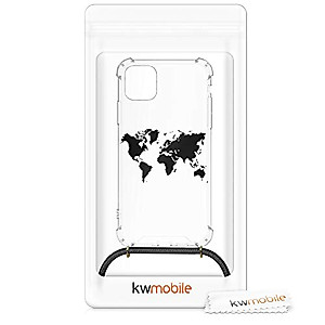 kwmobile Crossbody Case Compatible with Apple iPhone 11 Pro Max Case Strap - Travel Outline Black/Transparent