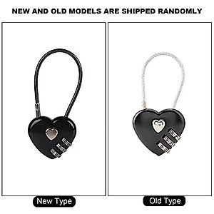 Heart Shape Code Lock Compact Mini Size with 3 Digit Code Combination for Luggage, Backpack, Jewelry Box, Hall Locker(Black)