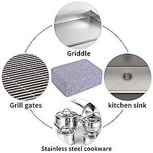 Grill Griddle Cleaning Kit 7 Piece, 4 Griddle Cleaning Pads with One Holder, 2 Grill Cleaning Brick Block,Griddle Cleaning Accessories, Grill Gleaning Tools