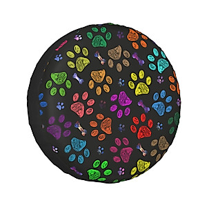 Dog Paw Print Spare Tire Cover Universal Fit for Jeep Trailer Rv SUV Truck Camper Weatherproof Dust-Proof Tire Cover Protector 17" Auto Accessories