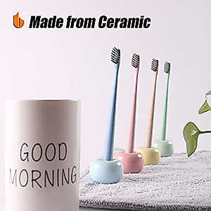 Urbanstrive Sleek Mini Ceramics Toothbrush Holder Stand for Bathroom Vanity Countertops, White, 2 Pack