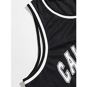 SOLY HUX Men's California Mesh Athletic Basketball Jersey Letter Print Sleeveless Tank Top Black M