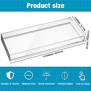 Maitys Acrylic Vanity Tray Bathroom Tray for Serving Vanity Makeup Organizer Clear Hand Towel Kitchen Countertop Makeup Perfume Cosmetics Organizer Valentine's Day Gift(11.8 x 5 Inch, 3 Pcs)