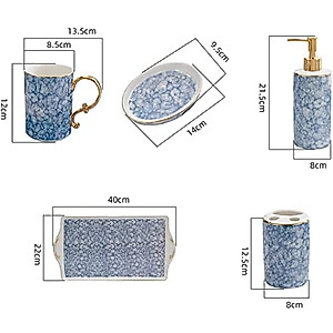 DVTEL Bathroom Toiletries Set Ceramic Five-Piece Set Bone China Bathroom Tooth Brush Mouthwash Cup