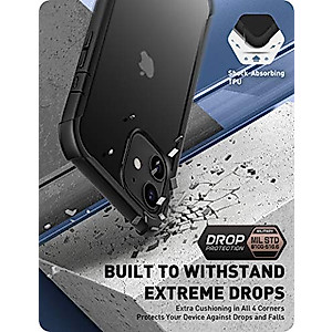 Clayco Forza Series Case for iPhone 12/12 Pro 6.1 inch (2020 Release), Built-in Screen Protector, Dual Layer Rugged Cover with Full-Body Soft TPU Bumper (Black)
