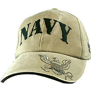 Eagle Crest U.S. Navy Embroidered Cap with Logo. Khaki