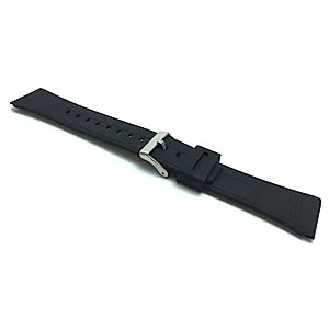Bandini Rubber Watch Band, Black Resin Replacement for Casio Databank Calculator Watch Bands and More, Waterproof Sport Strap, 2 Spring Bars Included - 20mm