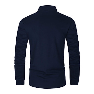 GHYUGR Men's Long Sleeve Polos Contrasting Colors Design Golf T-Shirt Casual Polo Shirts,XXXL,Blue 3