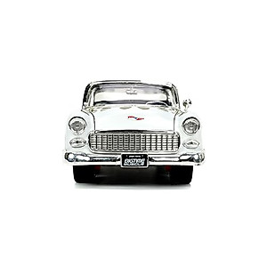 Big Time Muscle 1:24 1955 Chevy Bel Air Die-Cast Car, Toys for Kids and Adults(White/Gold Flames)