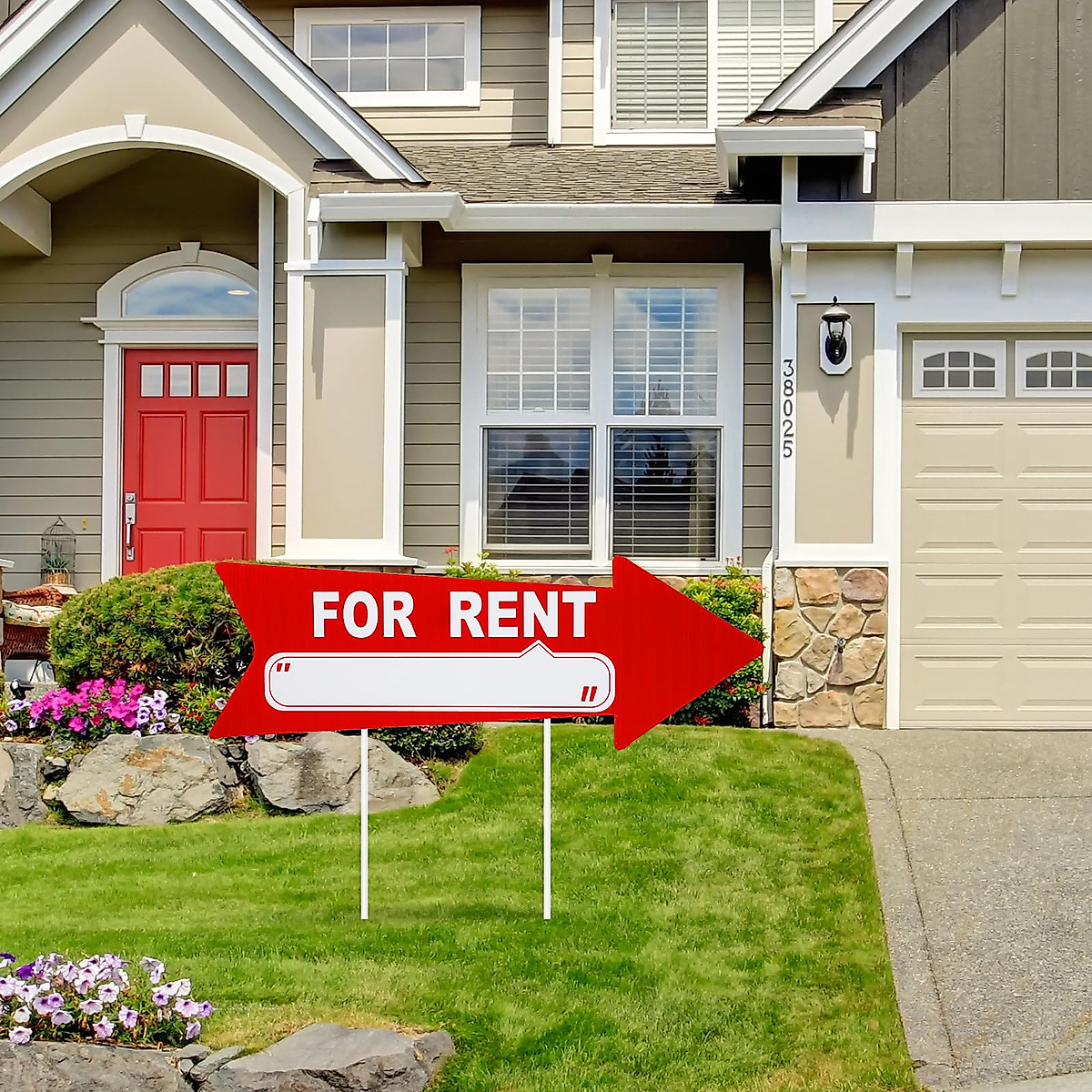 Barydat 12 Pcs for Rent Yard Signs with Stakes Double Sided for Rent Arrow Signs with Stand 17 x 6 Inches for Rent Sign This Way Arrow Yard Signs Plastic Garage Sale Sign Outdoor