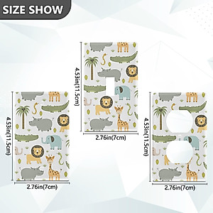Wild Animals Zoo Duplex Receptacle Outlet Cover Wall Plate Switch Plates Size 1 Gang 2.9" X 4.6" Kids Decorative Nursery Teen Toddler Room Bedroom Bathroom Decor