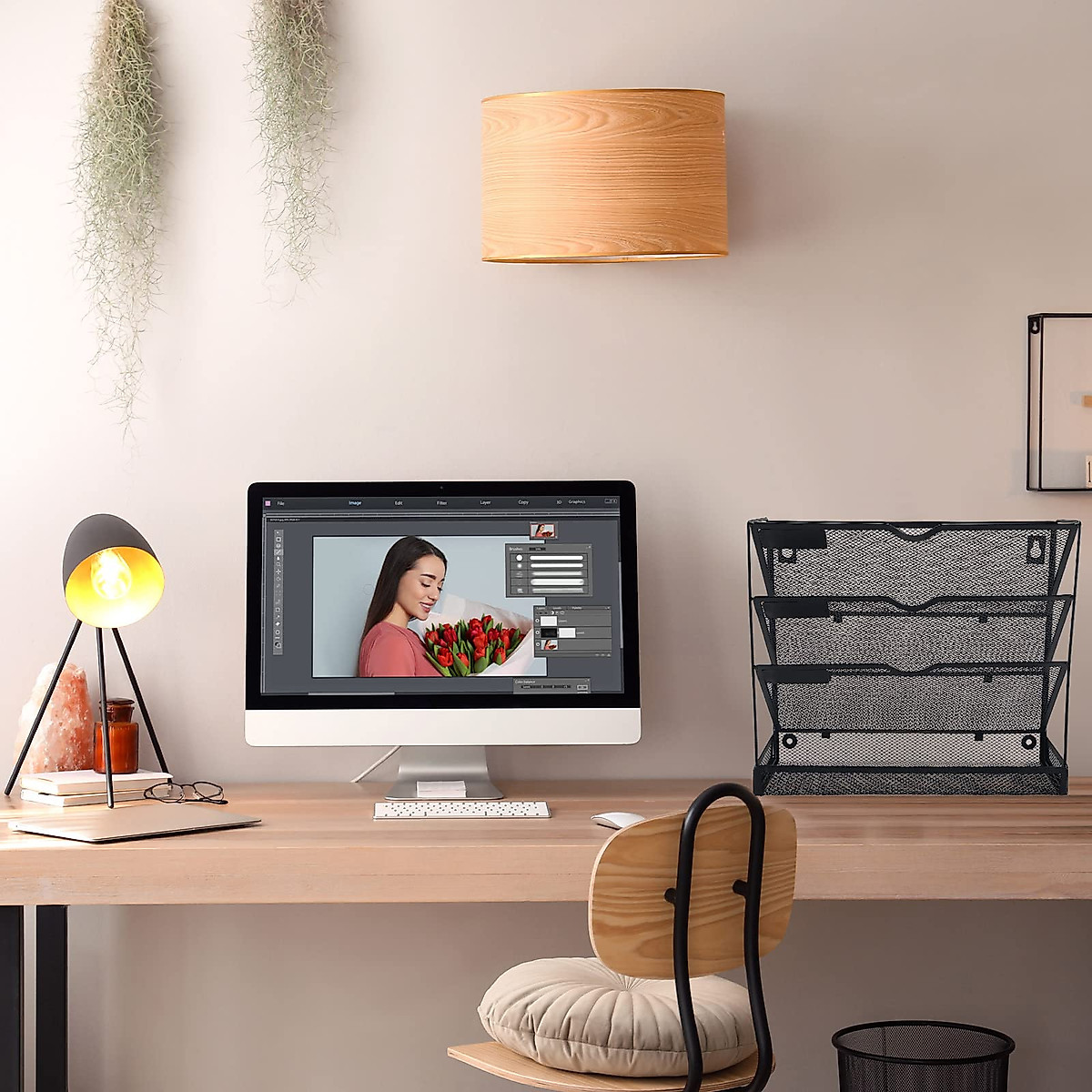 JLLOM 4 Tier Mesh Desk Organizer,Magnetic File Holder for File Cabinets,12.6inch Magnetic Paper Holder that Holds Up to 17.64Lbs Black Paper Sorter Desk Organizer for Office,Home or School