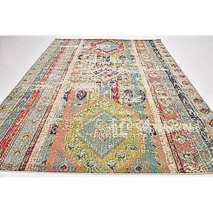 Unique Loom Sedona Collection Distressed, Southwester, Over-Dyed, Vintage Area Rug, 9' 0" x 12' 0", Blue/Beige