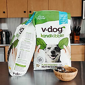 V-dog Vegan Kibble Dry Dog Food (24 LB) | Plant Based Protein with Added Taurine for Sensitive Stomach and Skin | Adult Dog Food | Vegetarian Superfood with Certified Organic Ingredients | Made in US