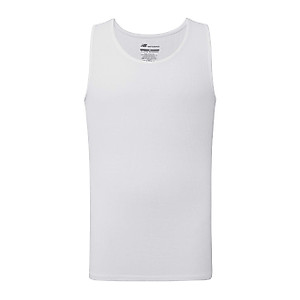 New Balance Men's Standard Cotton Performance Rib Sleeveless Tank Top Undershirt (3 Pack or 4 Pack), White/White/White, Medium