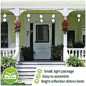 De-Bird Bundle Includes: 8 pk Reflective Repellent Disks & Heavy Duty Bird Netting to Keep Away Woodpecker, Pigeons, and Protect Plants & Fruit Trees