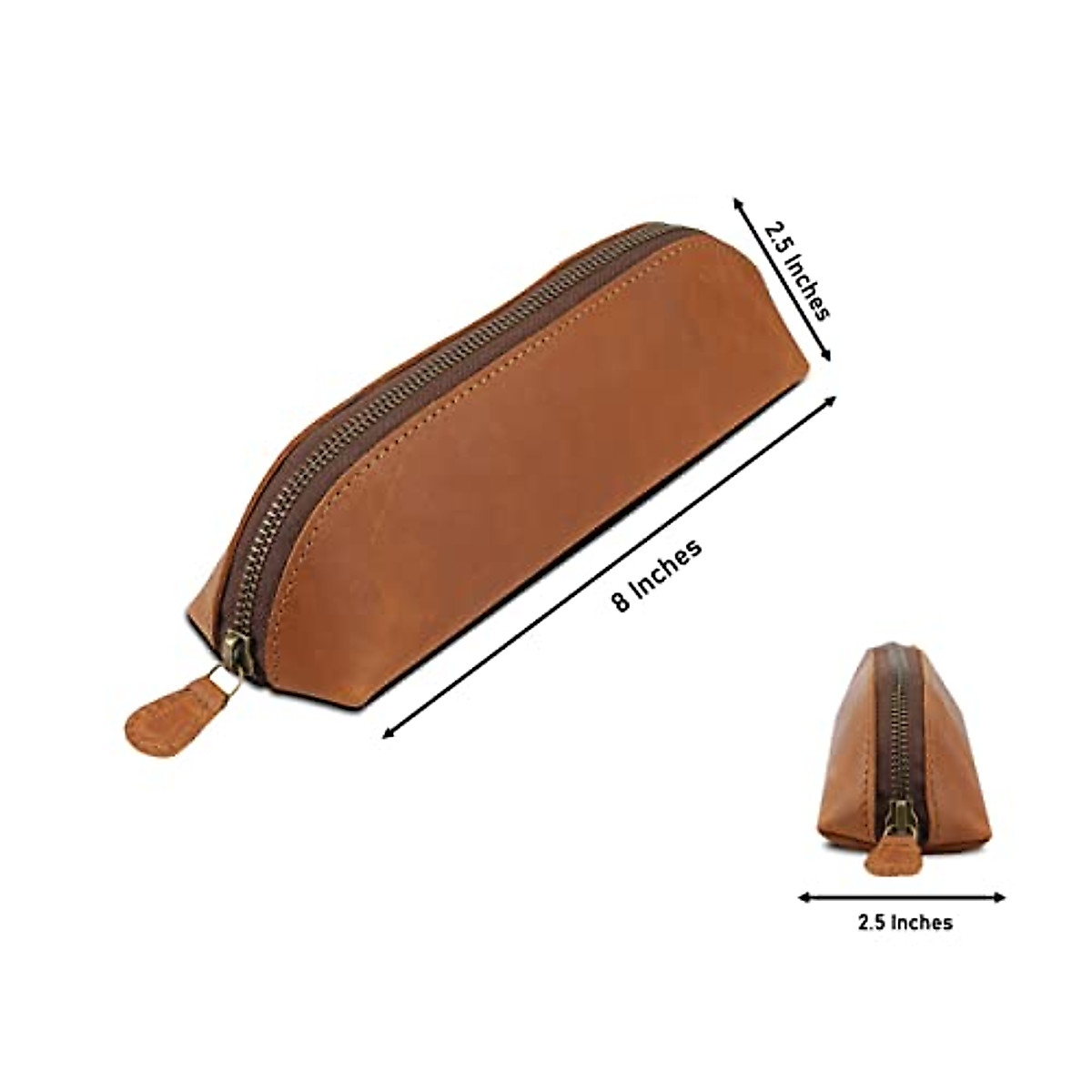 The Antiq TheAntiq: Pencil Pouch, Zipper Pencil Case, Leather Pencil Case, Pencil Bag Pouch With Zipper Pen Holders Handmade MRD-ZPC-003 0