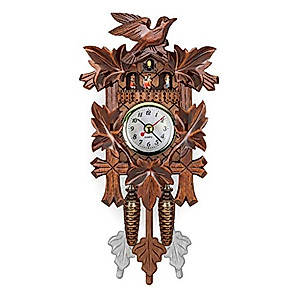 Par [ 1xAA Battery (not Included) ] Antique Wooden Cuckoo Wall Clock Bird Time Bell Swing Alarm Watch Home Restaurant Decoration/for Room, Study, Bedroom, Office, Hotel