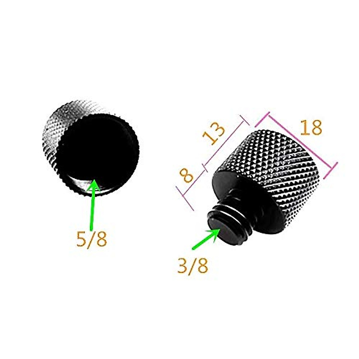 Donuts Mic Stand Adapter 38 Female to 58 Male Screw Adapter Knurled Thread Adapter for Microphone Stand Mount Black
