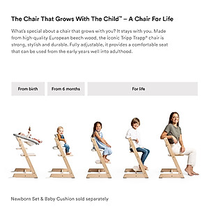 Tripp Trapp High Chair and Cushion with Stokke Tray - White with Nordic Grey - Adjustable, Convertible, All-in-One High Chair for Babies & Toddlers