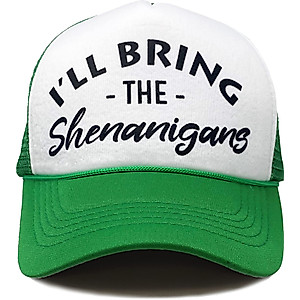 Funky Junque Bridal Snapback Trucker Hat - I'll Bring The Shenanigans - White/Kelly Green