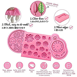 Funshowcase 32 Cavity Roses Flower Fondant Candy Silicone Mold for Sugarcraft Cake Decoration, Cupcake Topper, Polymer Clay, Soap Wax Making, Resin Jewelry Casting Crafting Projects