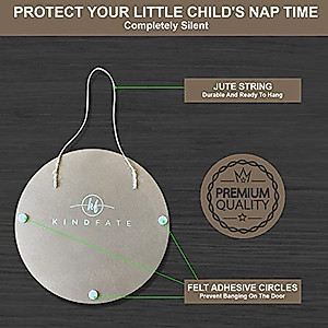 KIND FATE Baby Sleeping Sign for Front Door Do Not Knock or Ring Doorbell Sign | New Mom Gifts Do Not Disturb Door Hanger Sign | No Soliciting Sign Sleeping Baby Sign 10" Round