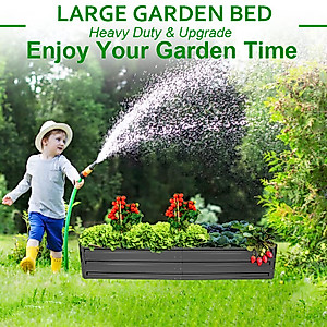 Thanaddo Raised Garden Bed 6x3x1 ft Outdoor Planter Box with Injury-Proof Edge and Free Gloves Galvanized Metal Garden Bed Kit for Vegetables, Flowers, Herbs and Succulents, Grey